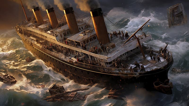 Illustration of Aerial View of Titanic Disaster on 14th April 1912 ...