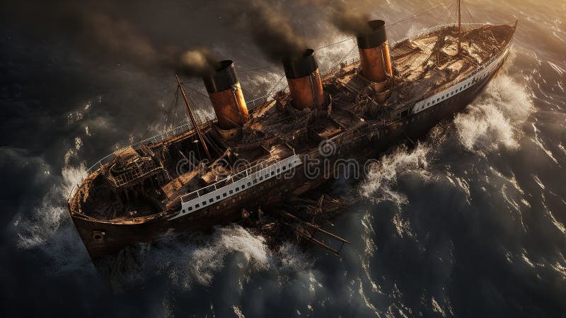 Illustration of Aerial View of Titanic Disaster on 14th April 1912 ...