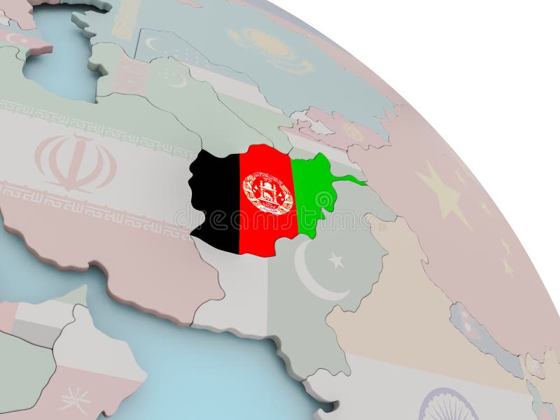 Map of Afghanistan with Flag Stock Illustration - Illustration of asia ...
