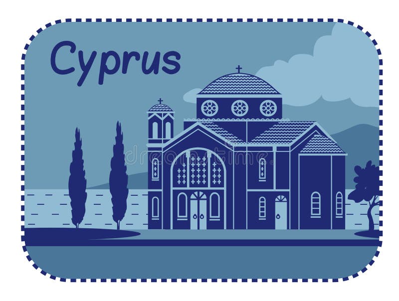 Illustration with Agios Georgios Church in Cyprus Stock Vector ...