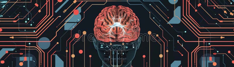 Illustration of an AI Brain Icon Connected To Electronic Circuits ...