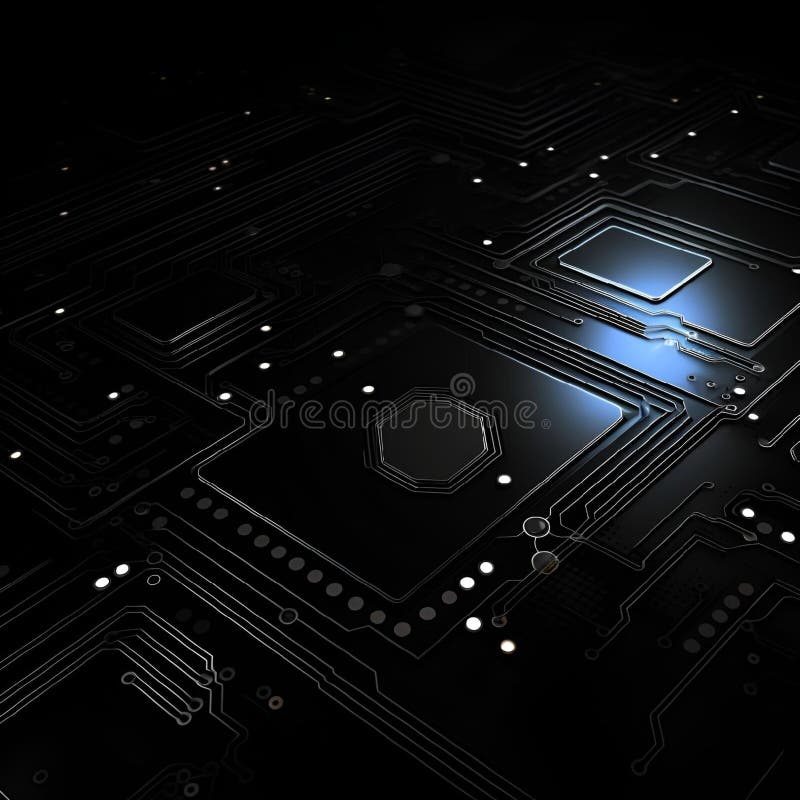 Illustration AI Generated Electronic Chip Technology Elegant Black ...