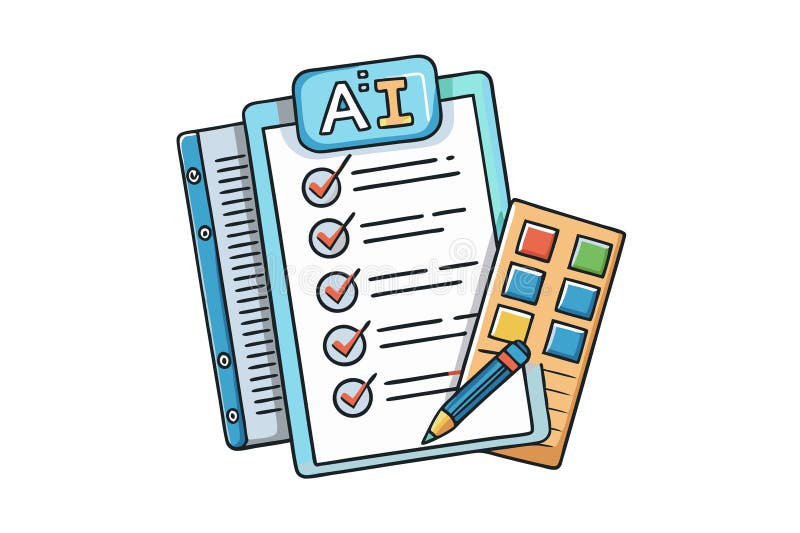 Illustration of AI Powered Checklist with Color Coded Markers and ...