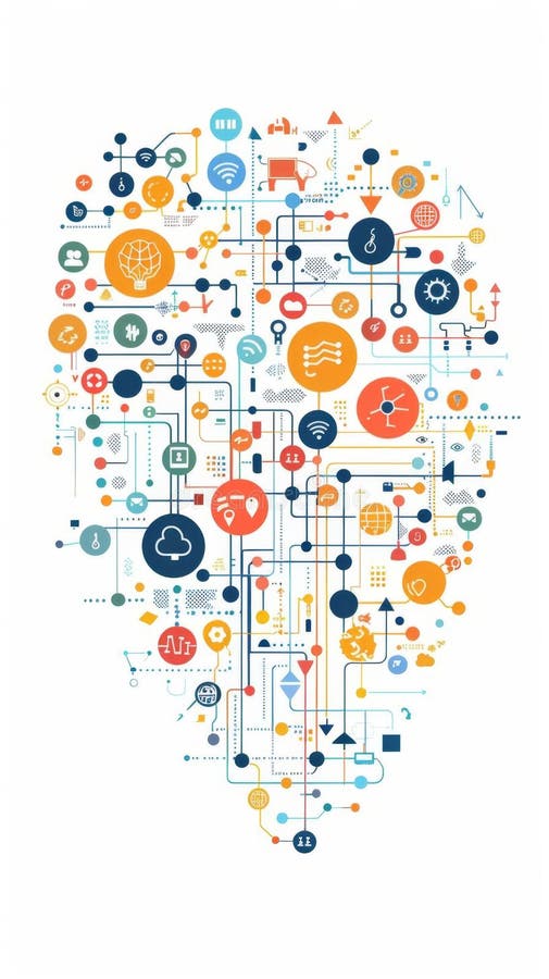 3 Illustration of AI Text with Data Integration Symbols on a White ...