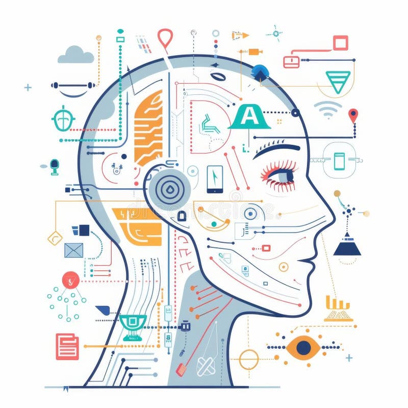 Illustration of AI Text with Strategic Vision Elements on a White ...