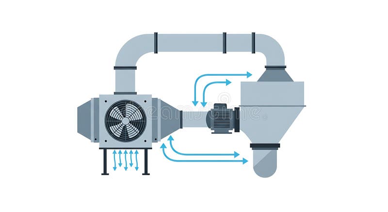 Air Ventilation System Diagram with Ductwork and Arrows Stock ...