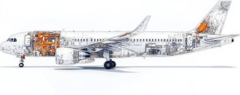 Illustration of Airplane Cutaway Showing Internal Systems and ...