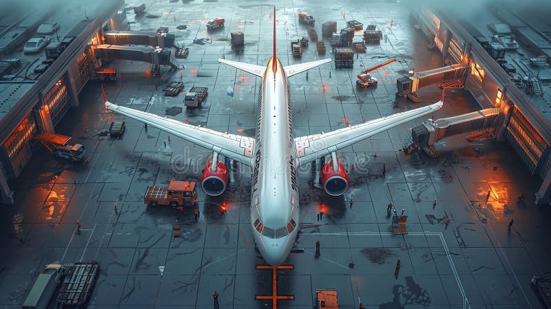 Illustration of an Airplane in the Middle of a Cargo Terminal Stock ...