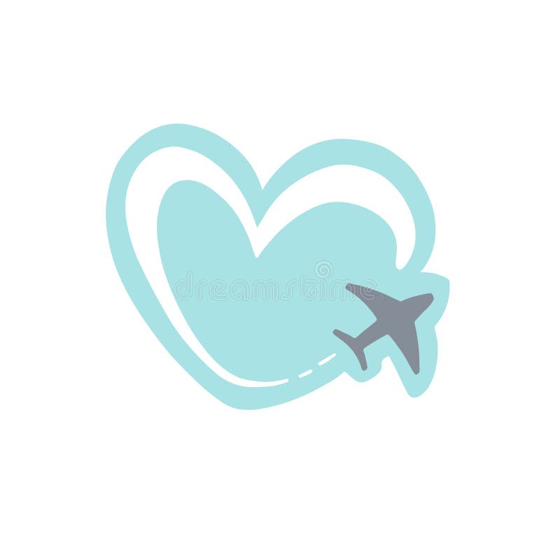 Illustration Airplane Symbol in Shape Heart Isolated on White ...