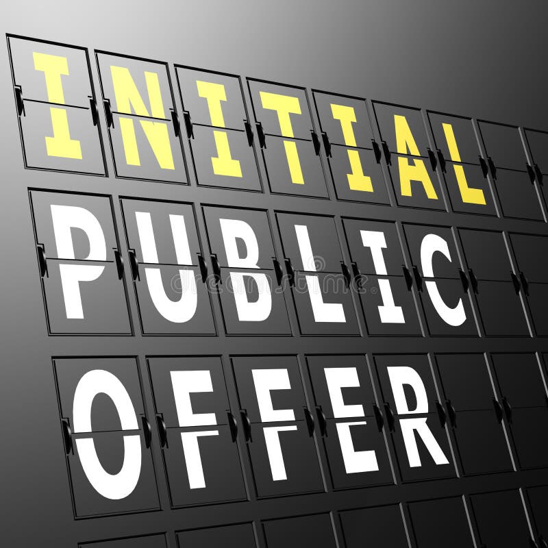 Illustration of the Airport Display with Initial Public Offer Written ...