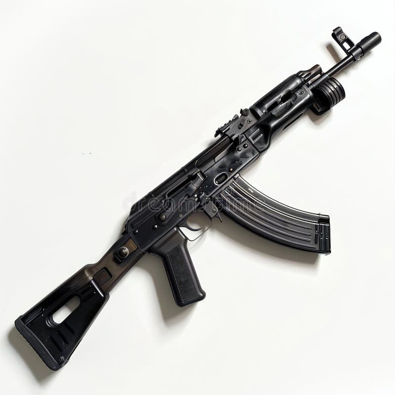 AK47 Assault Rifle Isolated on White Background with Copy Space for ...
