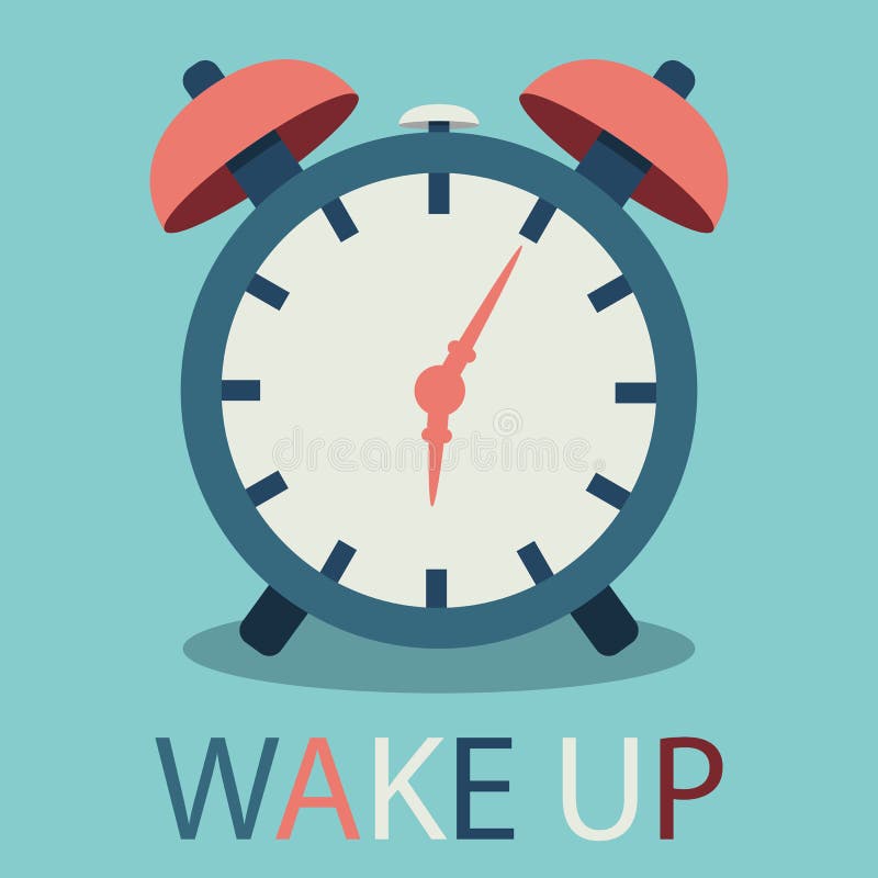Illustration of Alarm Clock in Flat Design with Text Stock Vector ...