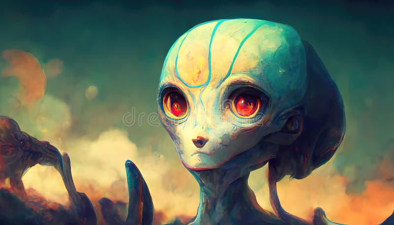 Alien Creature, Outer Space Martian Stock Illustration - Illustration ...