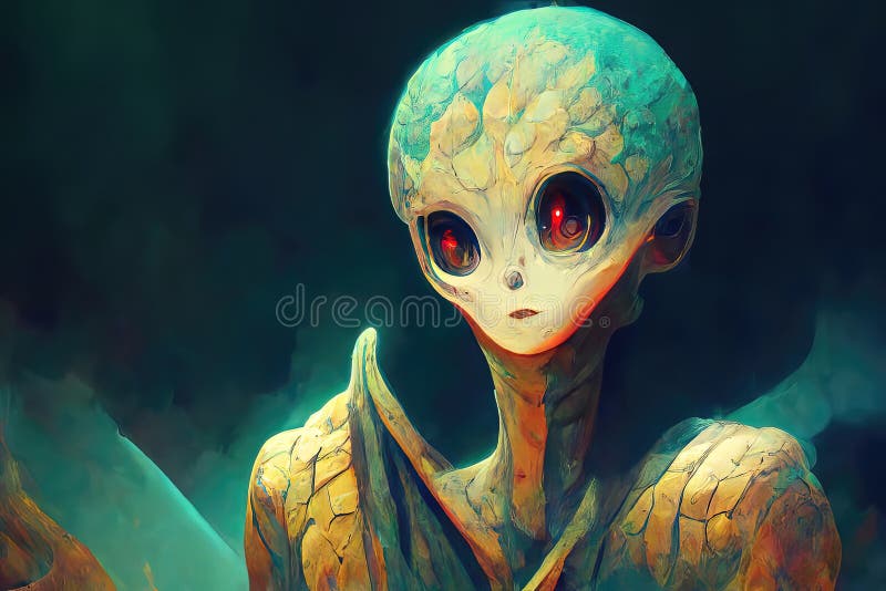 Alien Creature, Outer Space Martian Stock Illustration - Illustration ...