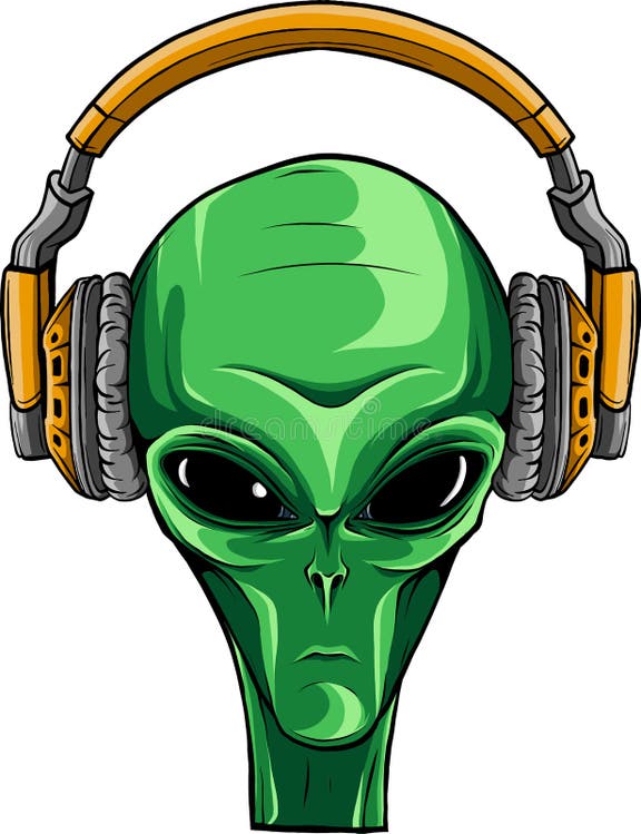 Vector Illustration of Alien Head with Headphones. Stock Vector ...