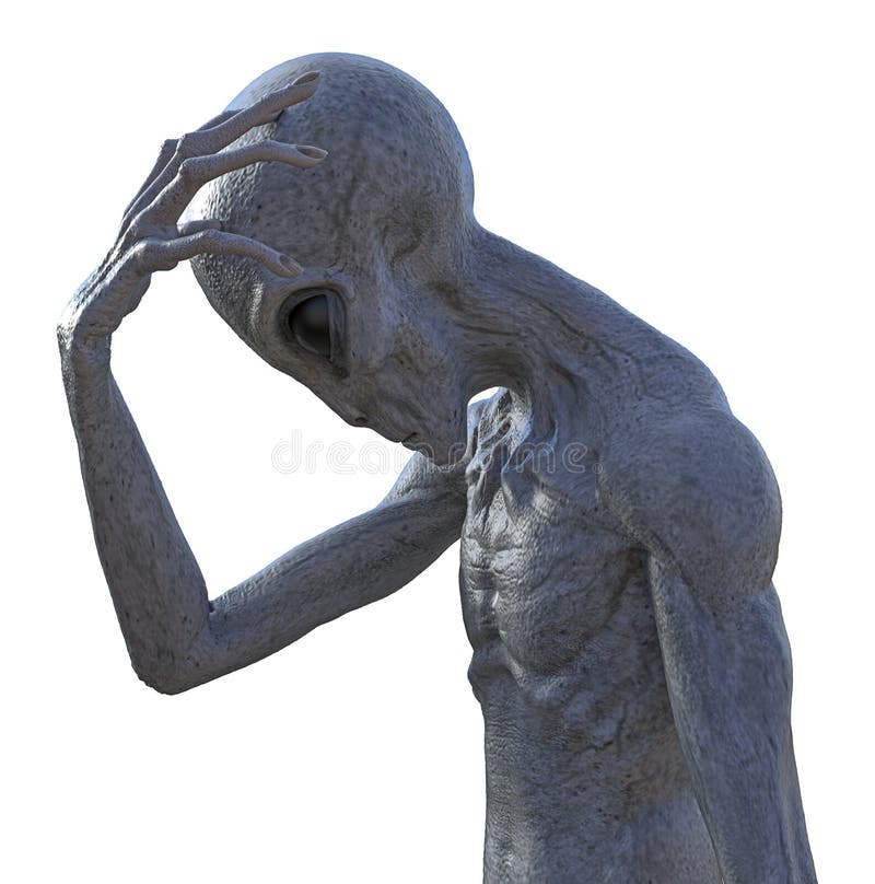 Alien Thinking Alone Sit on Bench in Sokrat Pose Stock Illustration ...