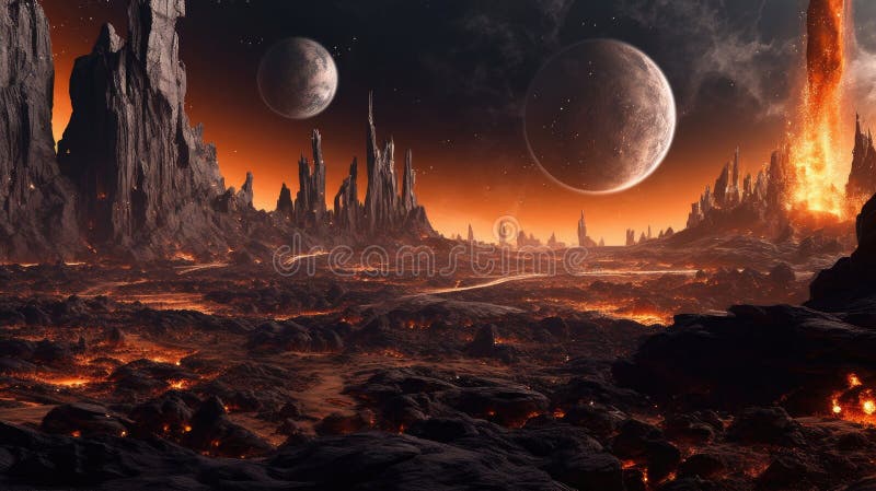 Alien planet in the cosmos stock illustration. Illustration of science ...