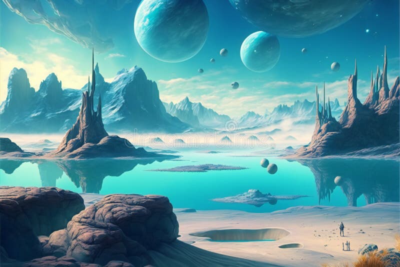 Alien Planet Surface Nature Landscape and Sky, Creative Digital ...
