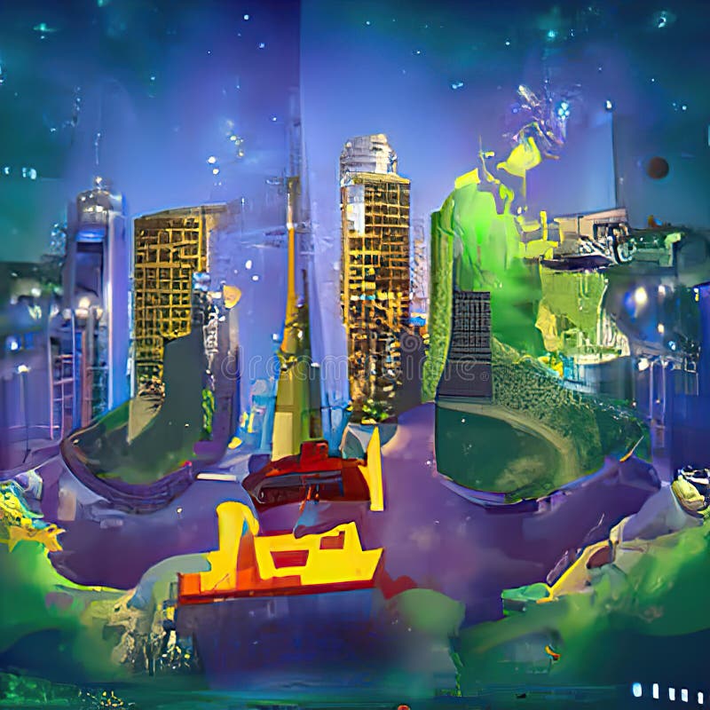 Illustration - Alien Sci-fi City Stock Illustration - Illustration of ...