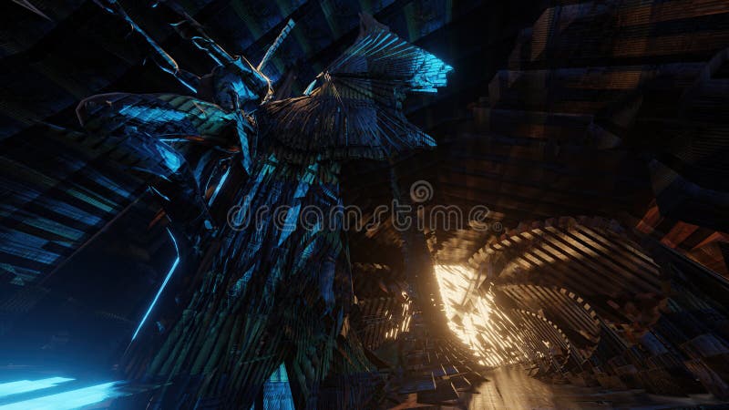 Illustration - Alien Sci-fi Concept of the Futuristic Interior Stock ...