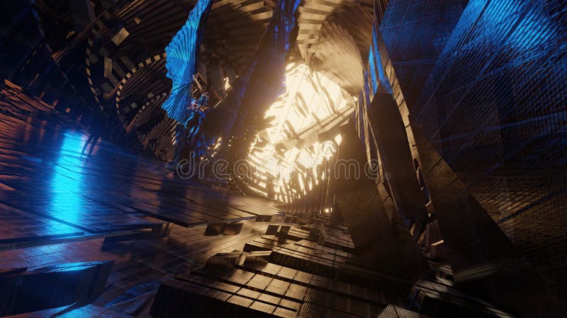 Illustration - Alien Sci-fi Concept of the Futuristic Interior Stock ...