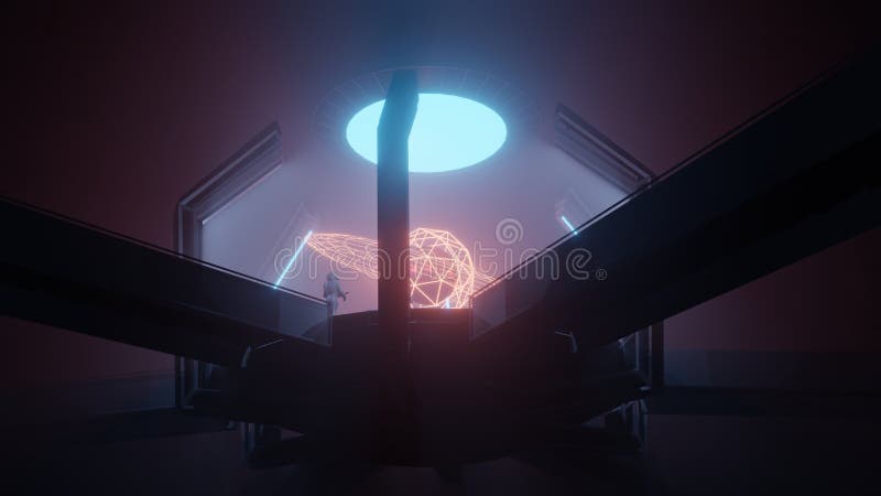 Illustration - Alien Sci-fi Concept of the Futuristic Interior Stock ...