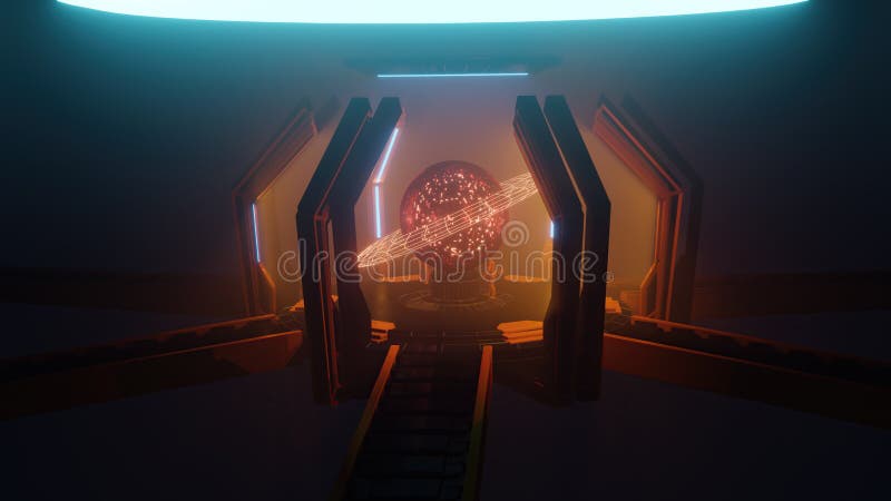 Illustration - Alien Sci-fi Concept of the Futuristic Interior Stock ...