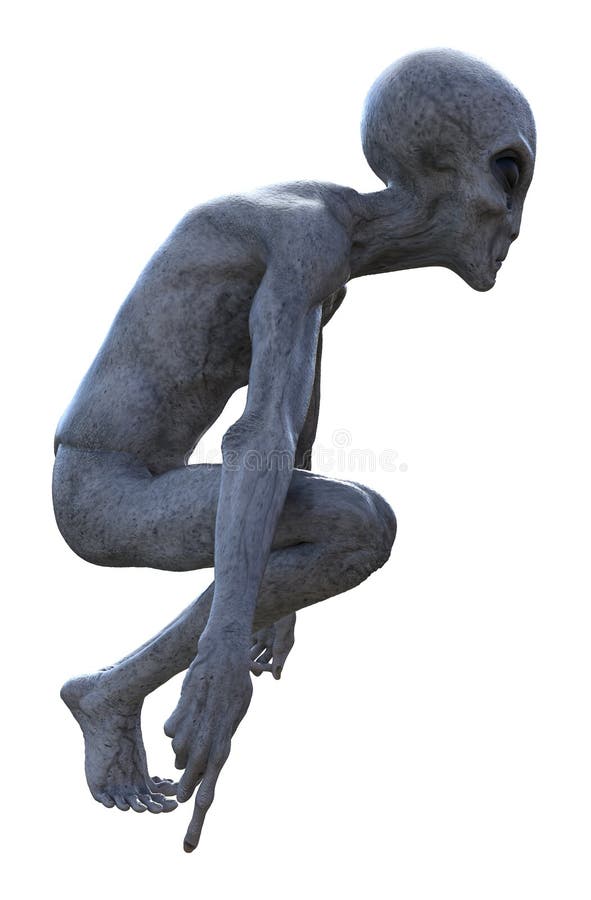 Illustration of an Alien Squatting on a White Background Stock ...