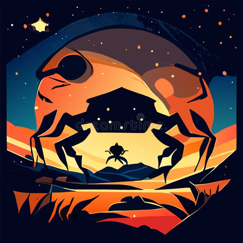 Illustration of an Alien in a Starry Night. Vector Illustration AI ...