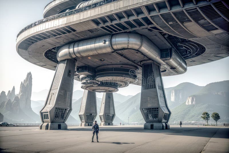 Illustration of Alien Transportation and Architecture in a Future World ...