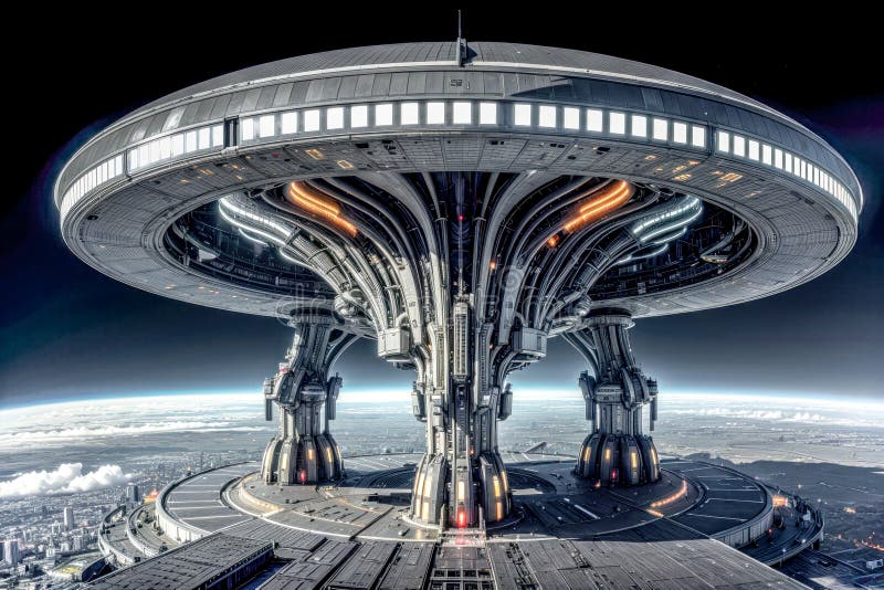 Illustration of Alien Transportation and Architecture in a Future World ...