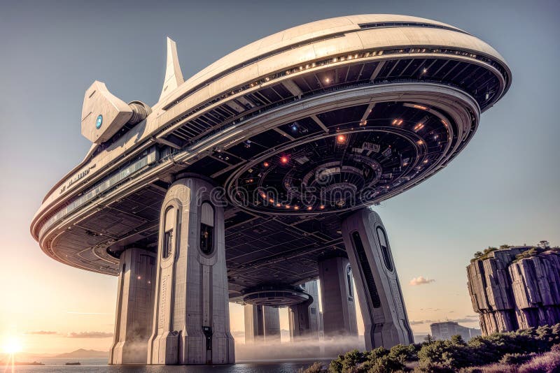 Illustration of Alien Transportation and Architecture in a Future World ...