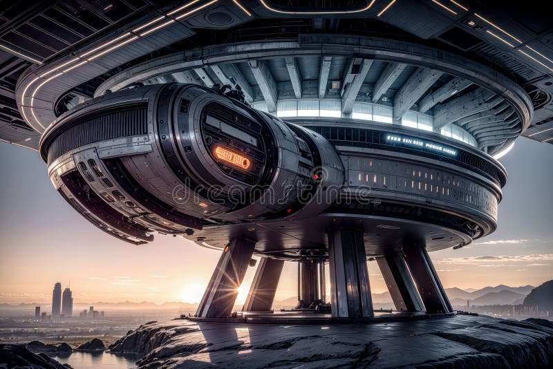 Illustration of Alien Transportation and Architecture in a Future World ...