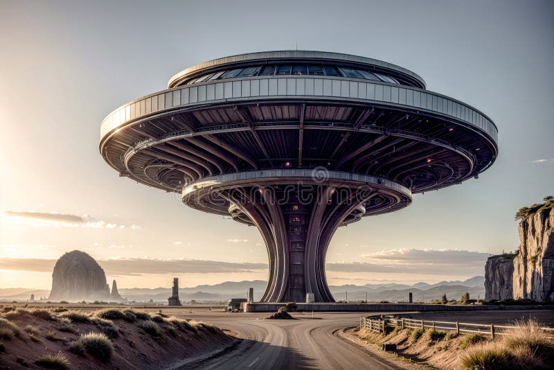 Illustration of Alien Transportation and Architecture in a Future World ...