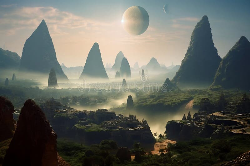 Illustration of Alien World Civilization Stock Illustration ...
