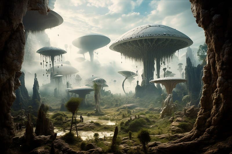 Illustration of Alien World Civilization Stock Illustration ...