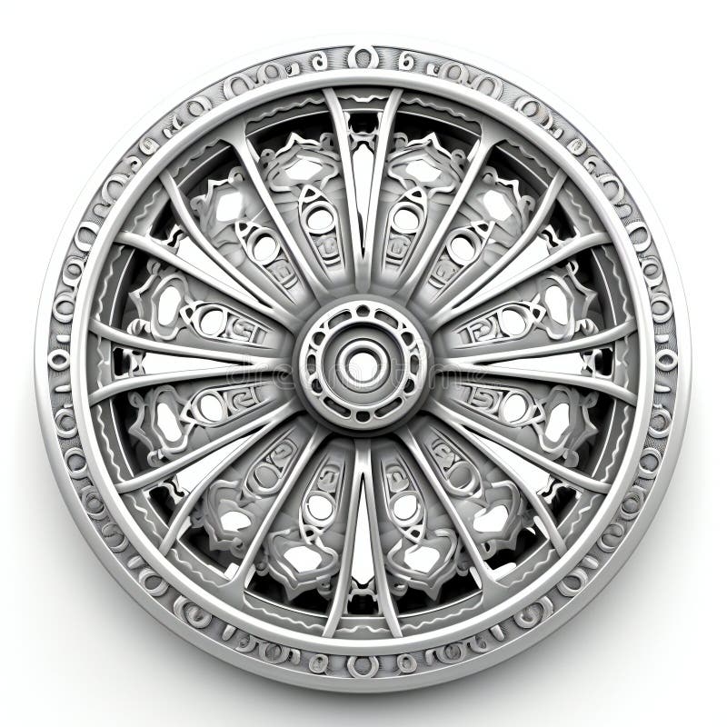 Illustration of Alloy Wheel Over White Background with Vignette Stock ...