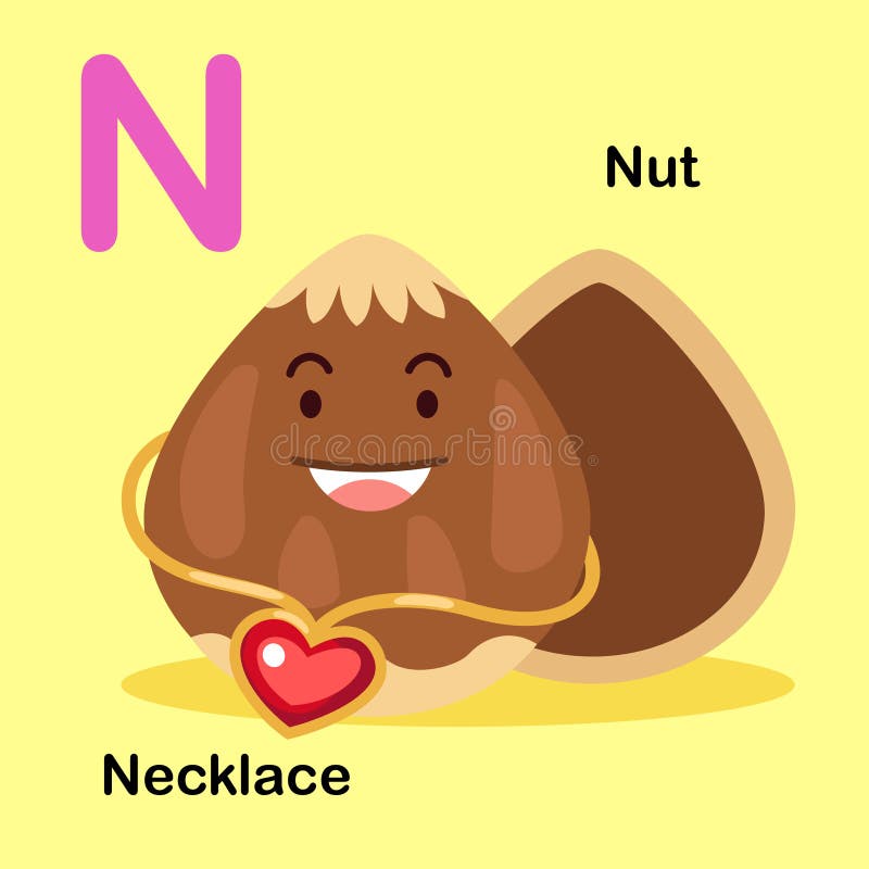 Illustration Alphabet Letter N-Nut,Necklace Stock Vector - Illustration ...