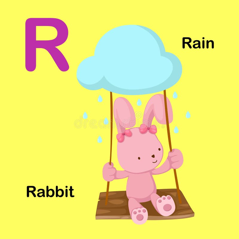 Illustration Alphabet Letter R-Rabbit,Rain Stock Vector - Illustration ...
