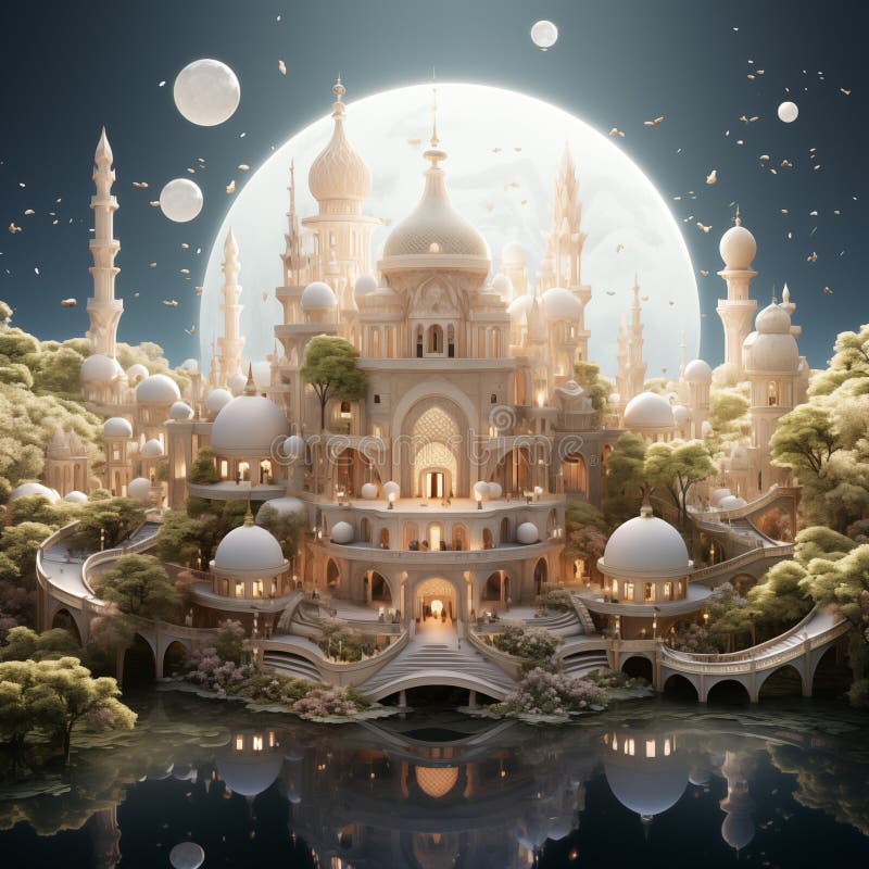 Illustration of Amazing Architecture Design of Muslim Mosque Concept ...