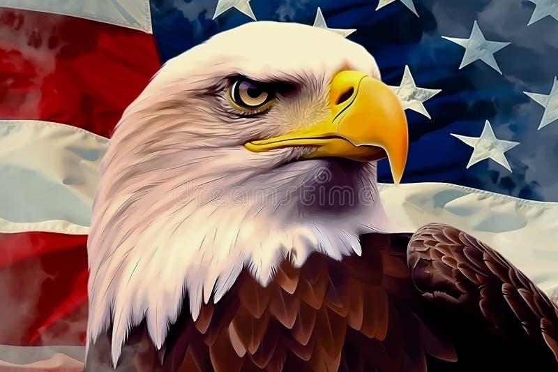Illustration of America Flag, Eagle and Logo for Poster, Background or ...