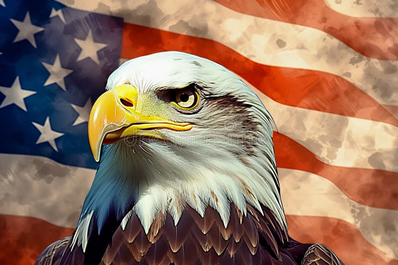 Illustration of America Flag, Eagle and Logo for Poster, Background or ...