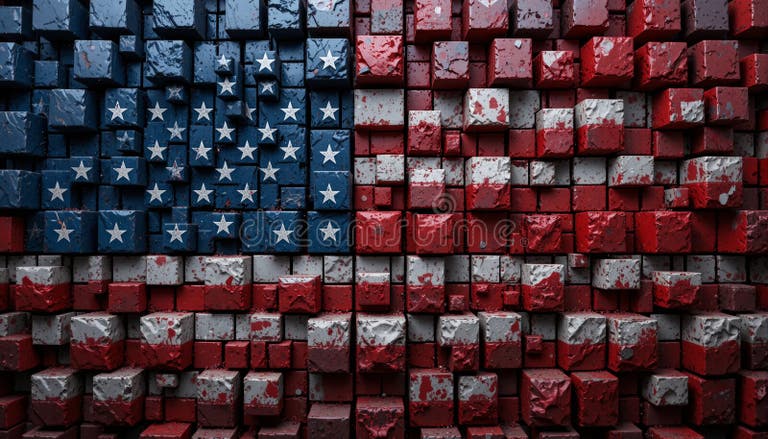 Illustration of the American Flag in Cubes Stock Illustration ...