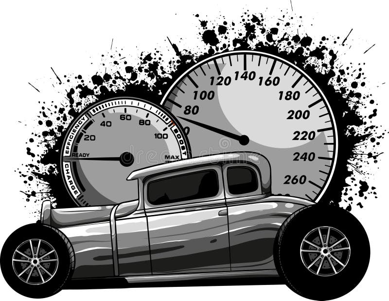 Monochromatic Illustration of American Hot Rod Car Stock Vector ...
