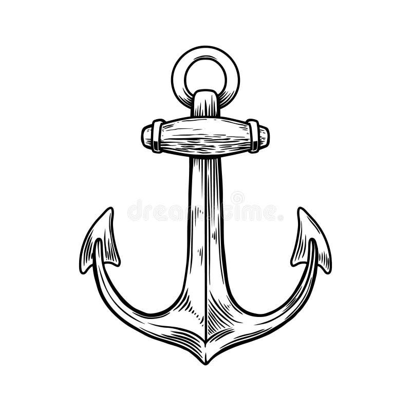 Illustration of Anchor in Engraving Style. Design Element for Poster ...