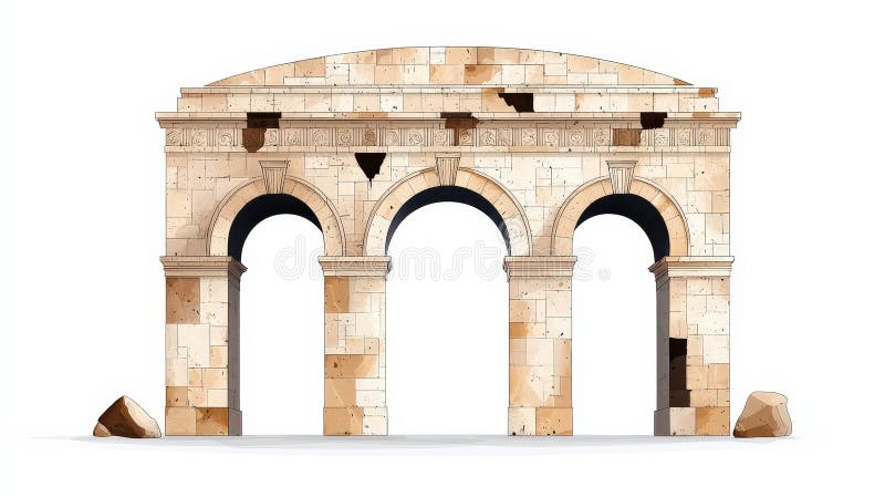 Illustration of Ancient Architectural Arch Structure with Columns and ...