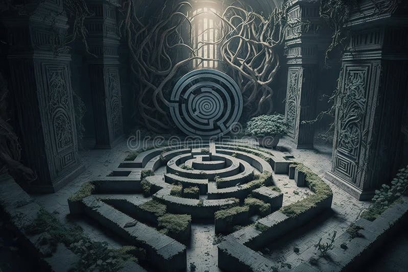 Ancient Architecture with Labyrinth Stock Illustration - Illustration ...