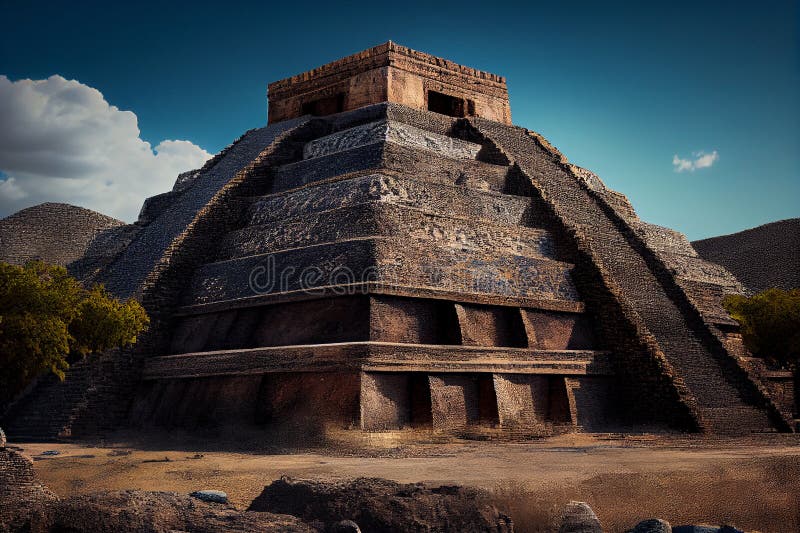 Illustration of an Ancient Aztec Ruin Stock Photo - Image of indian ...