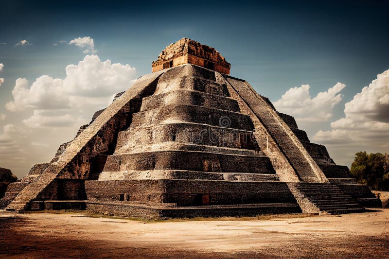 Illustration of an Ancient Aztec Ruin Stock Illustration - Illustration ...