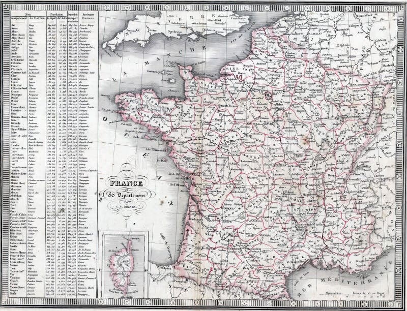 Illustration of an Ancient Map of France Editorial Stock Photo - Image ...